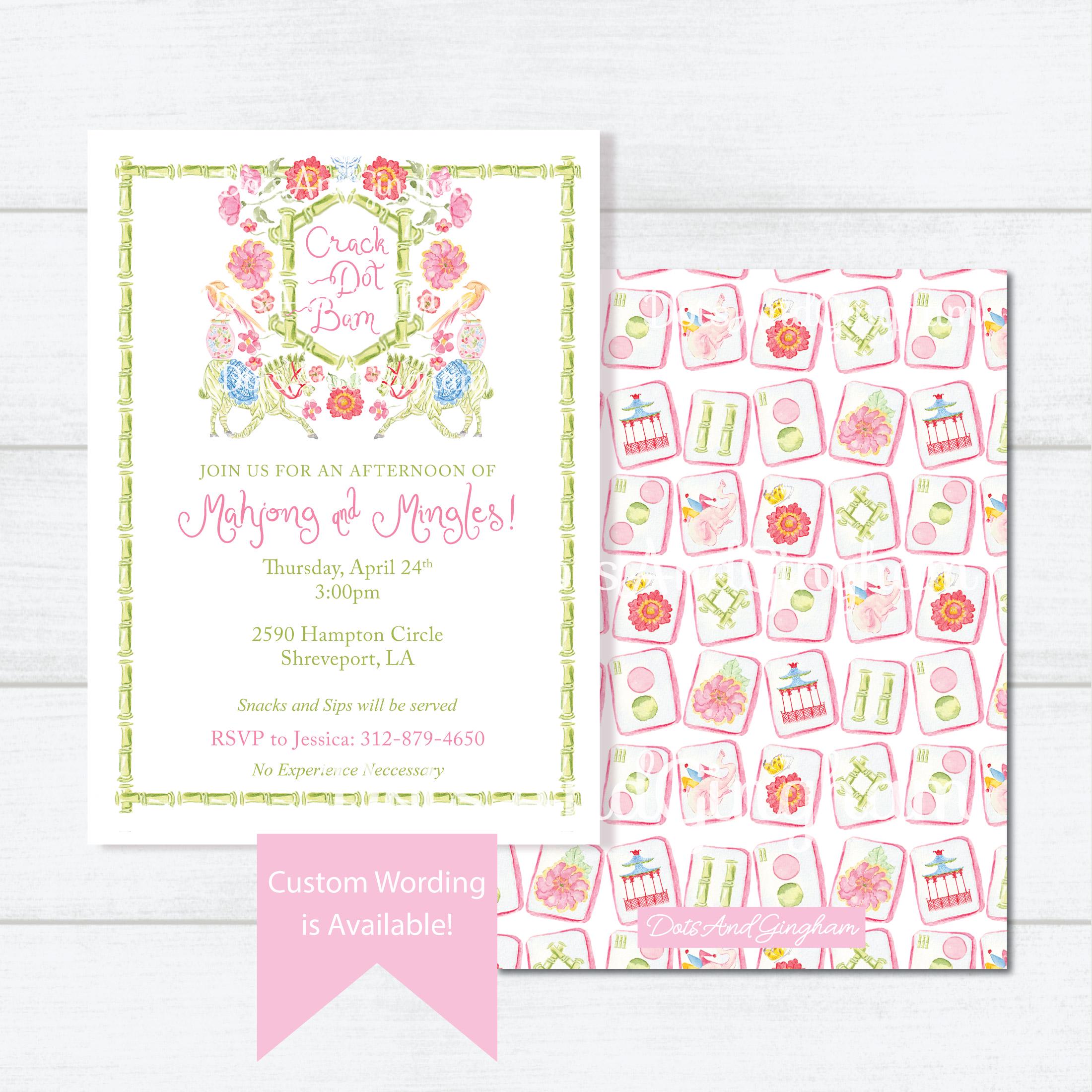 Mahjong Invitation / Mahjong Bridal Shower Invitation / Mahjong ...