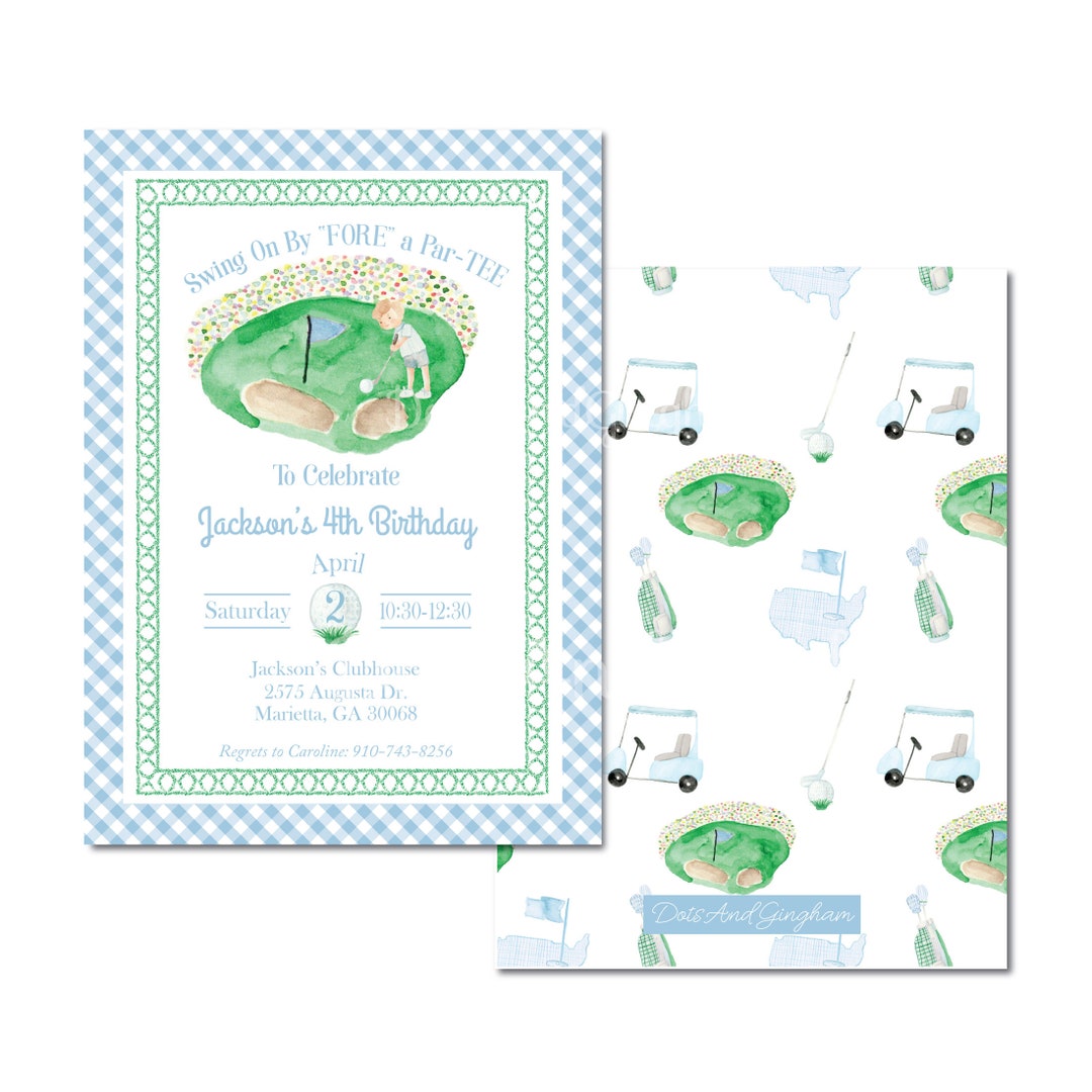 Watercolor Golf Invitation, Golf Par-tee Invite, Hole in One Birthday ...