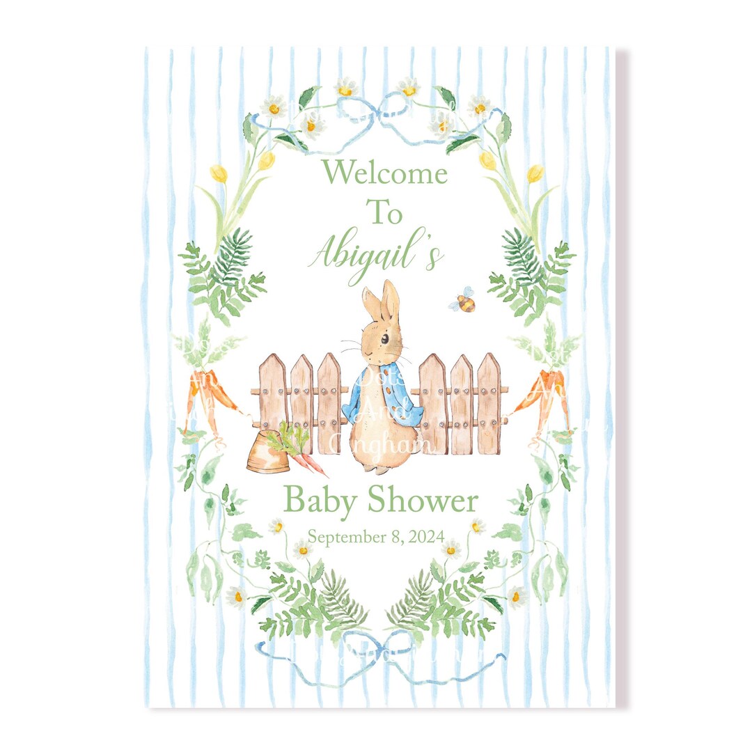 Rabbit Welcome Sign, Rabbit Baby Shower Welcome Sign, Nursery Rhyme ...