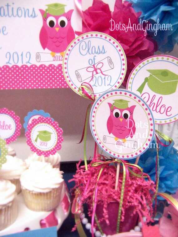 Items similar to Graduation Owl Girl Printable 4 Inch Party Circle ...