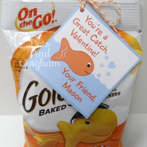 Fish Valentines Day Tag, Valentines Kids Tags, Goldfish Valentine ...