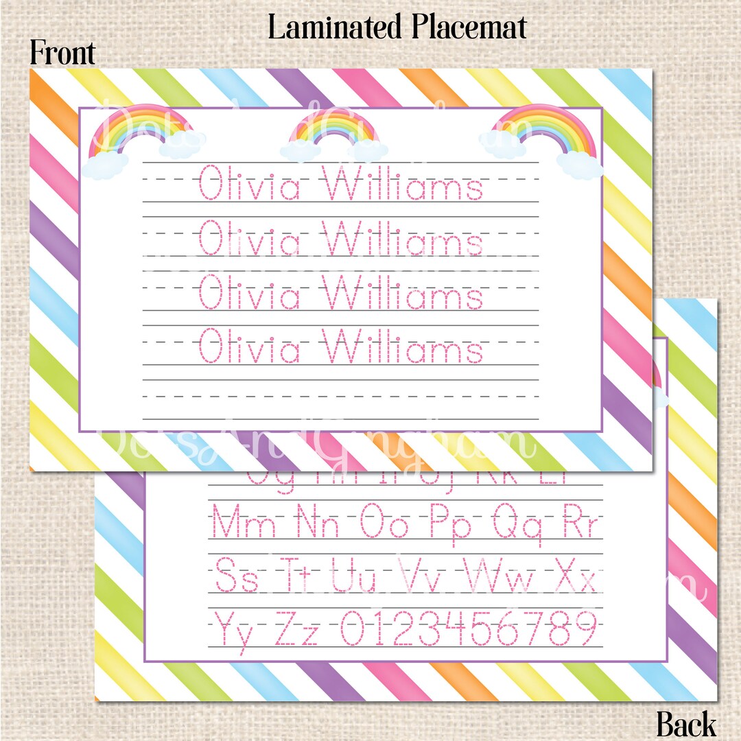 Personalized Rainbow Tracing Placemat / Tracing Placemat / Rainbow ...