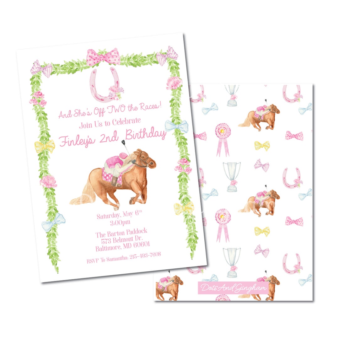 Watercolor Derby Invitation, Horse Racing Invite, off TWO the Races ...