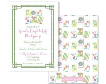 Mahjong Party Invitation | Mahj on Party | Mahjong Lessons Invite ...