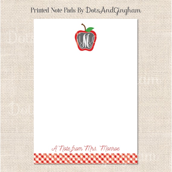Personalized Teacher Notepad / Apple Teacher Chalkboard Note Pad / Note ...