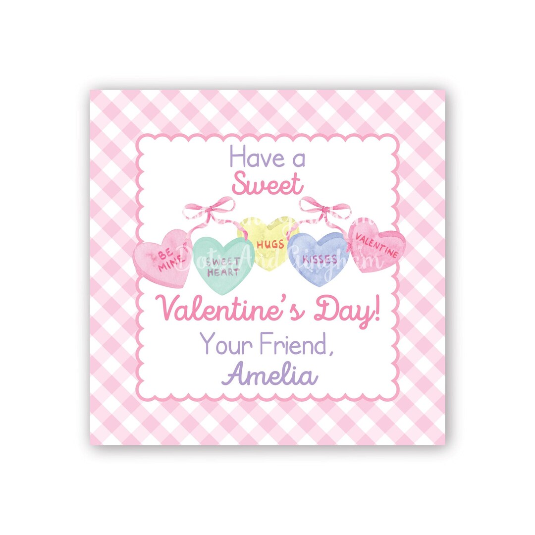 Valentine Conversation Hearts Tag, Candy Message Heart Valentine Tag ...