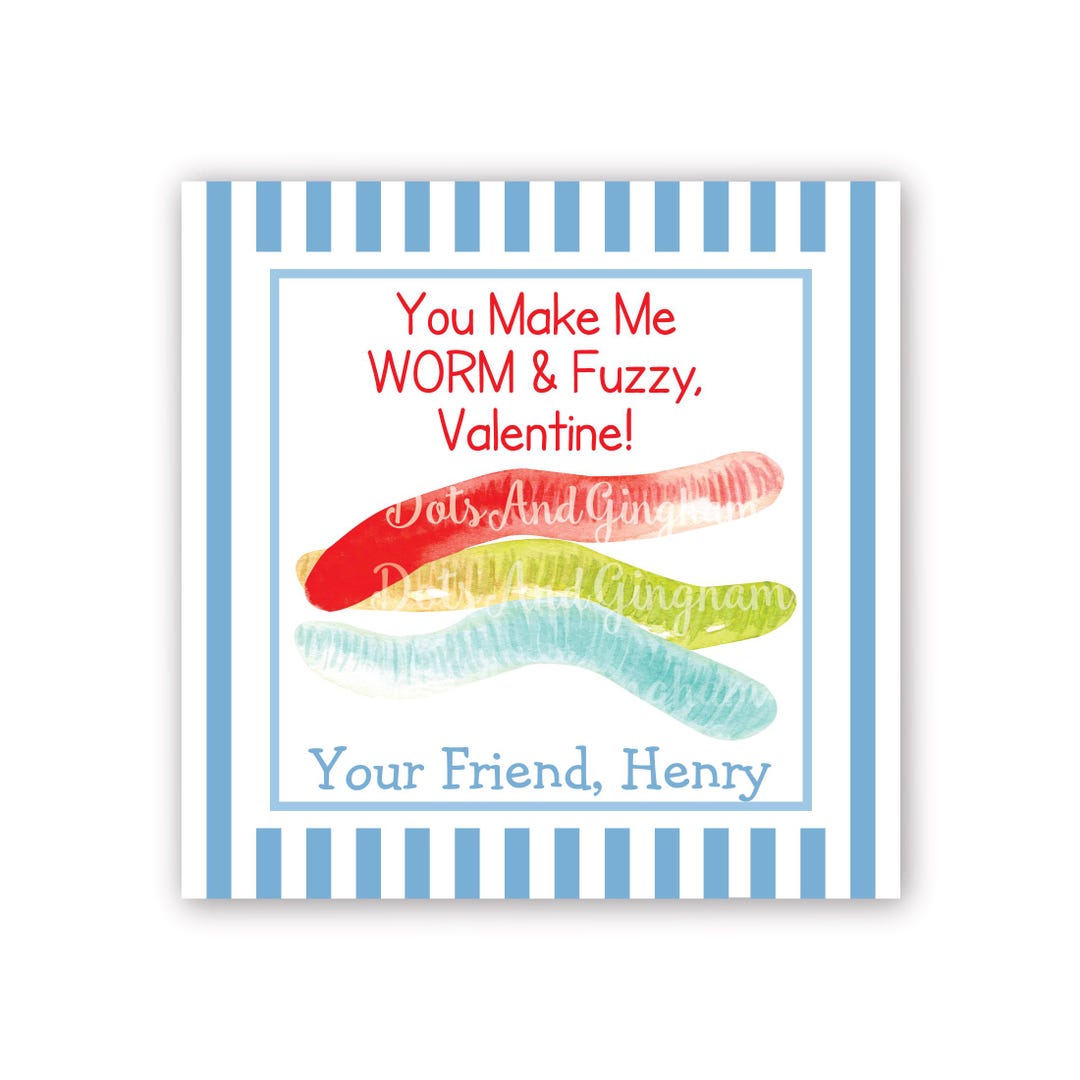 Valentine Worm Tag, Valentine Gummy Worm Tag, Preschool Valentine ...