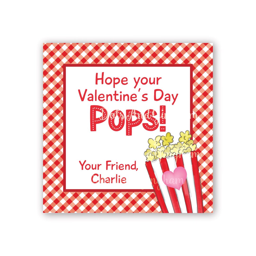 Valentine Popcorn Tag, Popcorn Valentine Tag, Printable Valentines Kids ...