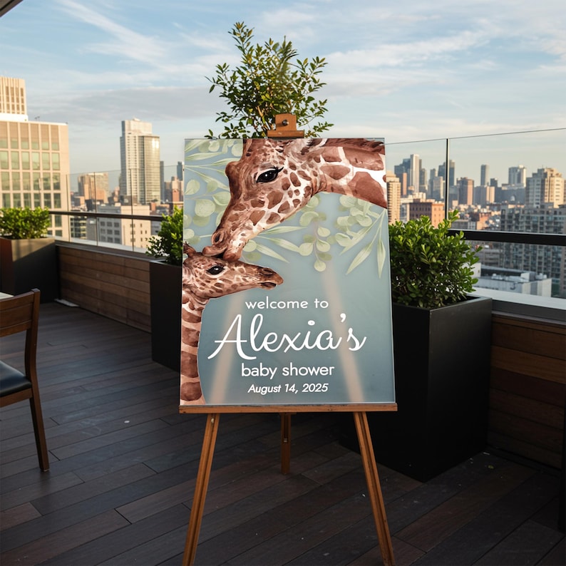Giraffe Welcome Sign, Safari Baby Shower Entrance Board - Etsy