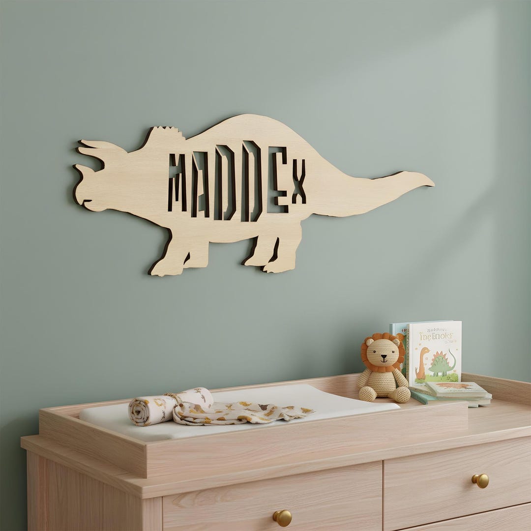 Dinosaur Wood Sign Decor, Personalized Triceratops Gift - Etsy