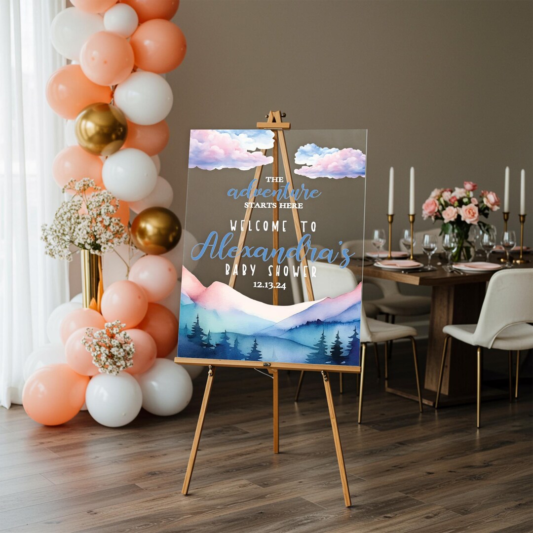Mountain Baby Shower Decorations, Welcome Adventure Begins ...