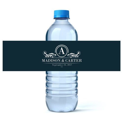 Monogram Wedding Water Bottle Labels Laurel Wedding Stickers - Etsy