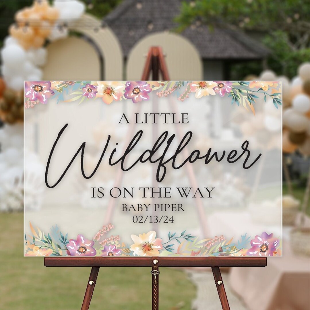 Wildflower Baby Shower Sign, Floral Welcome Acrylic Signage, Flower ...