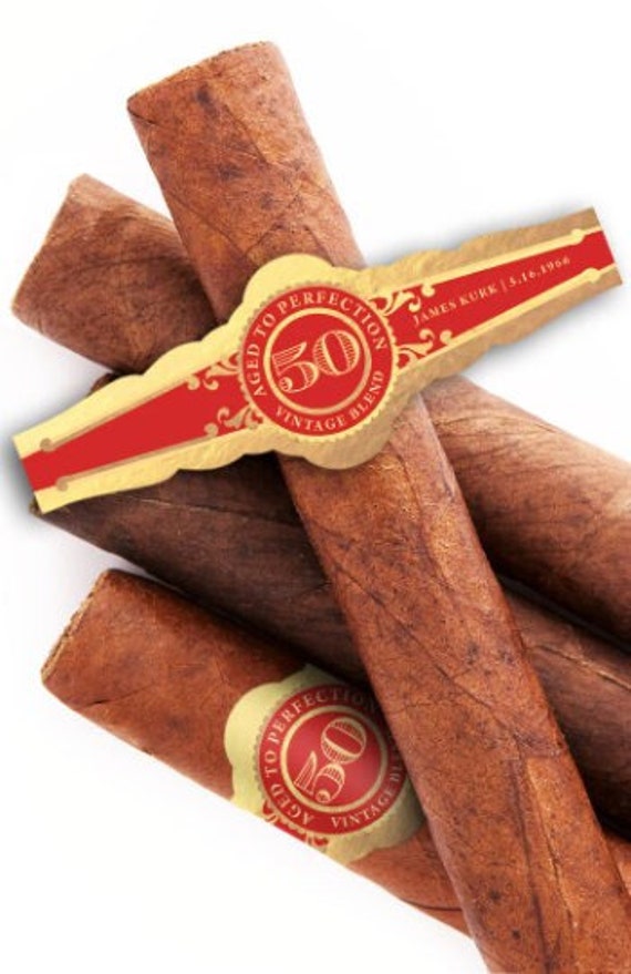 50th Birthday Custom Cigar Bands - Aged to perfection - Male Birthday ...