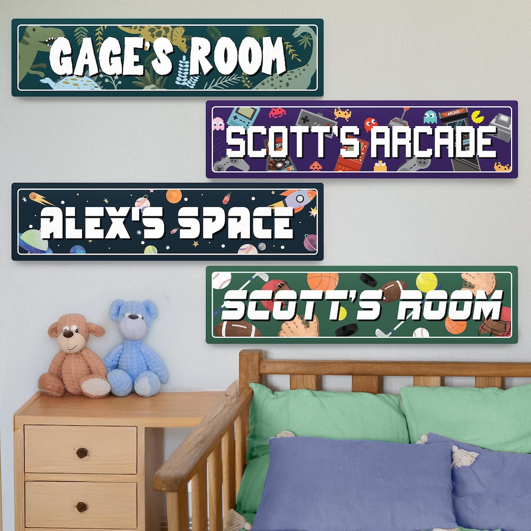 Space Decoration Boys Room, Boy Door Sign, Wall Decor, Name Signage ...