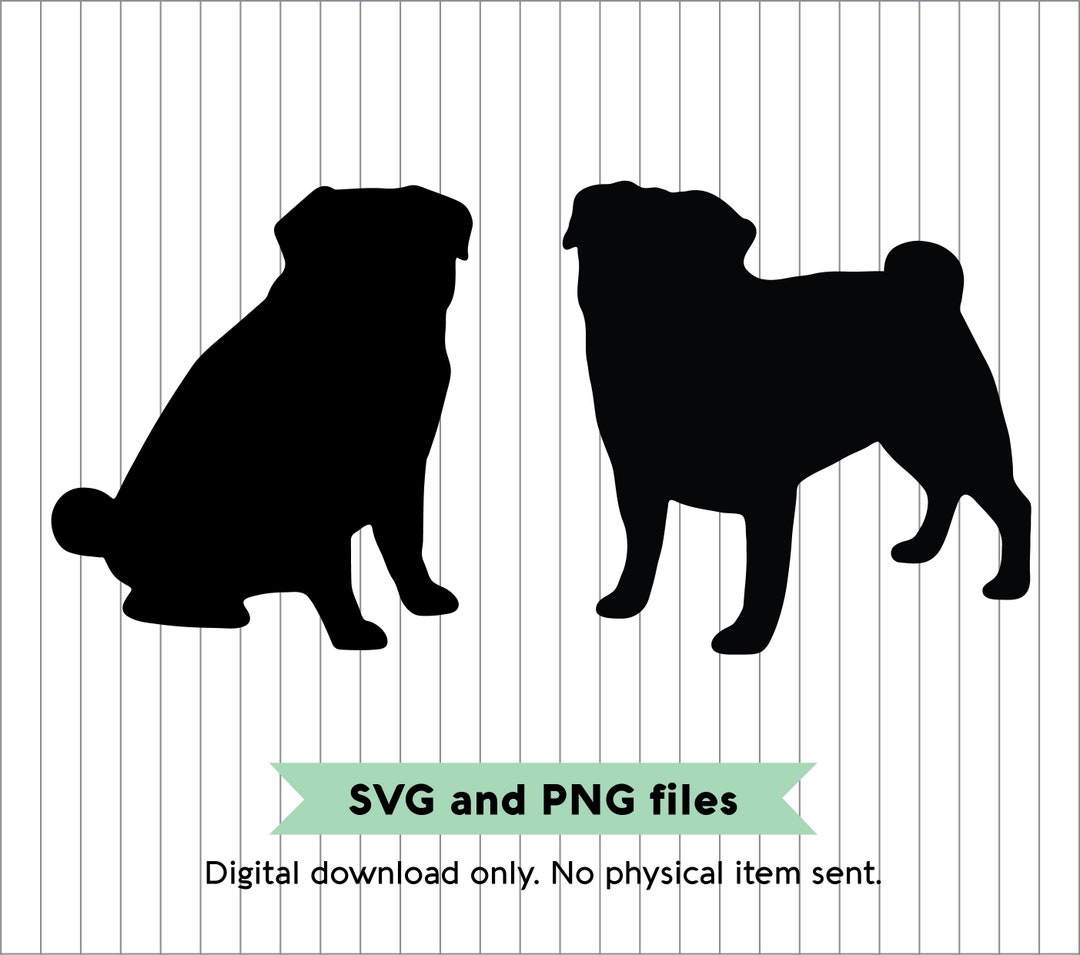 Pug Silhouettes - SVG and PNG Digital Files - Etsy