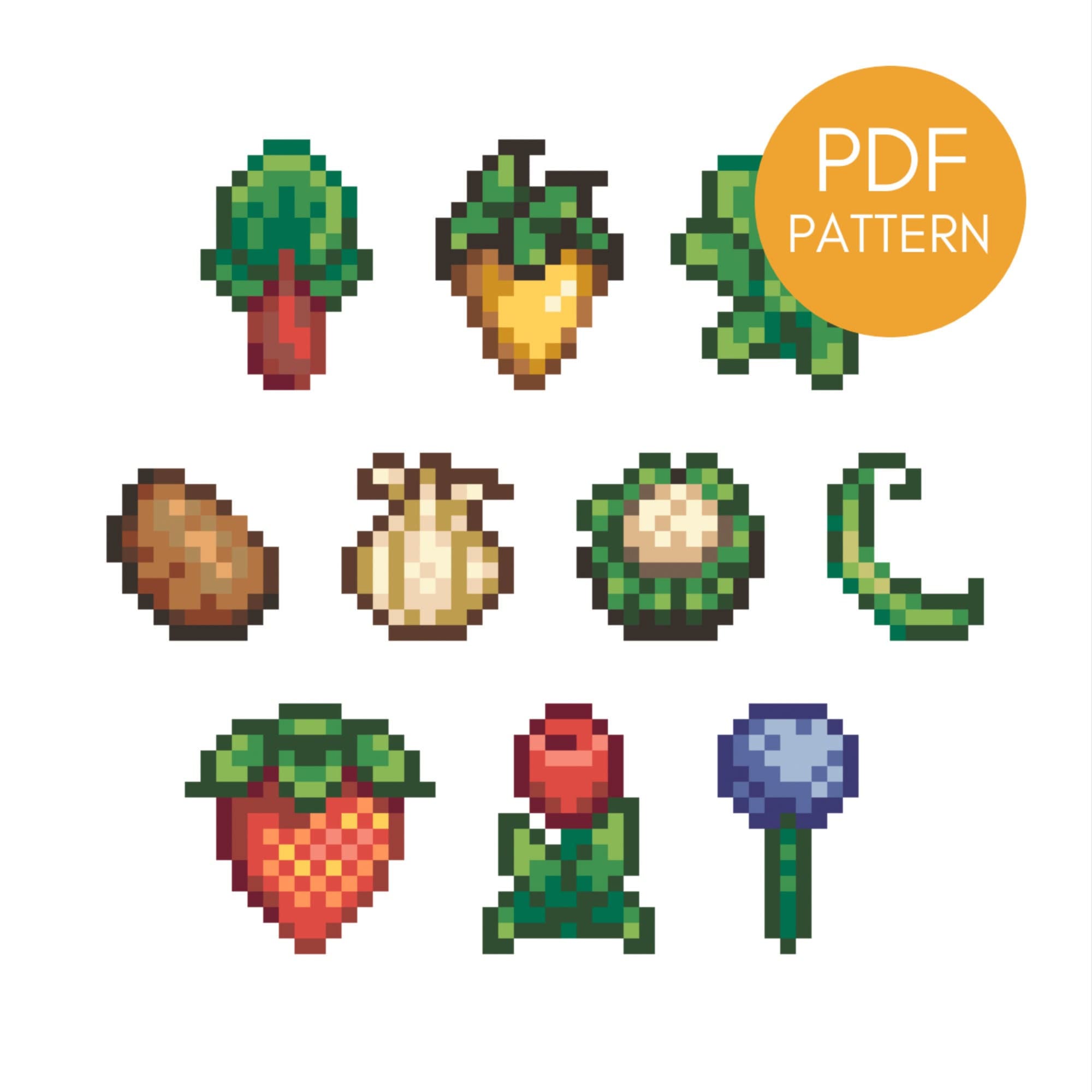 Stardew Valley Spring Crops Bundle Digital Cross Stitch Pattern - Etsy