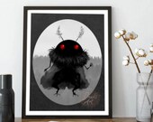 Mothman Art Print Storybook Cryptid Cute Goth Gift - Etsy