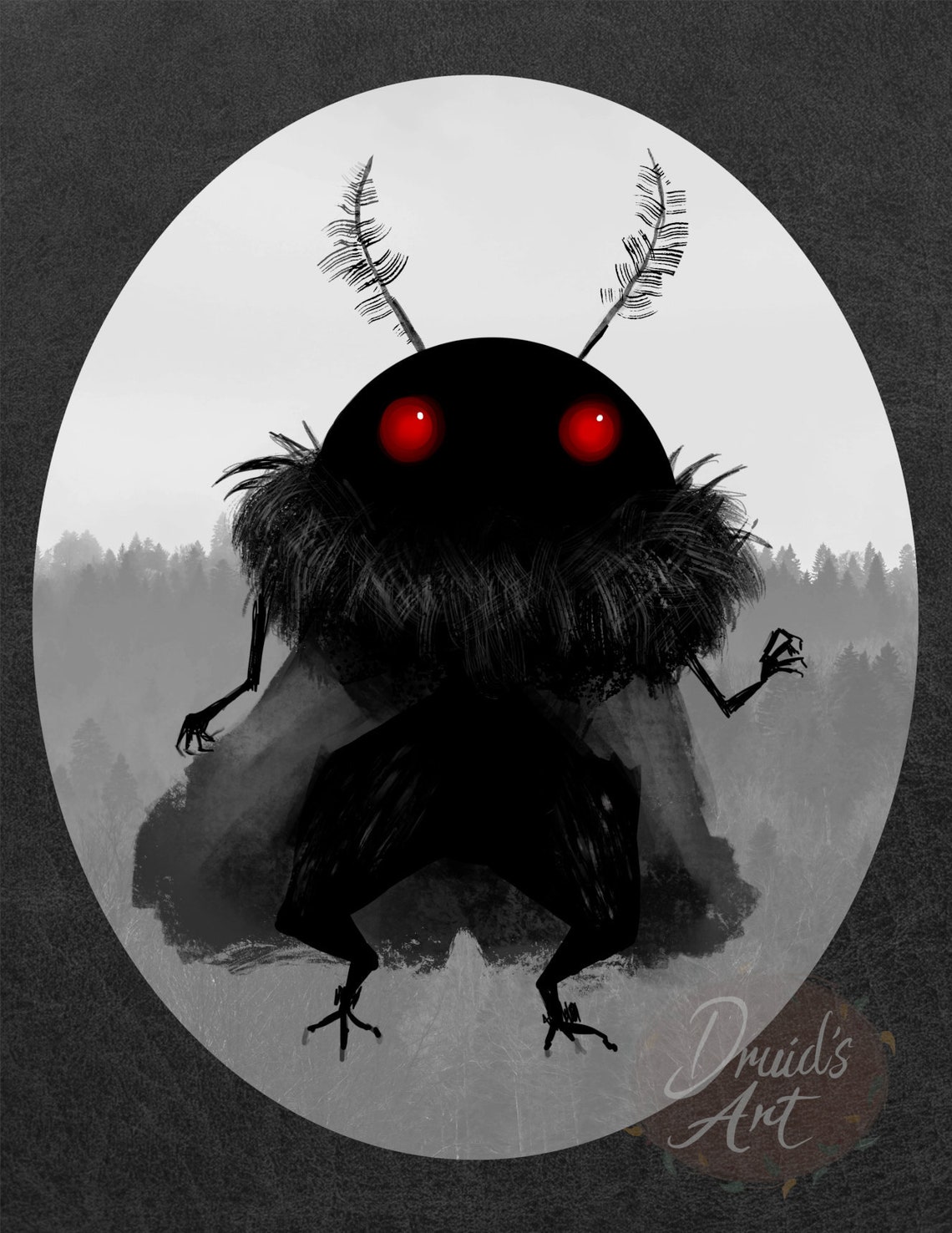 Mothman Art Print Storybook Cryptid Cute Goth Gift - Etsy
