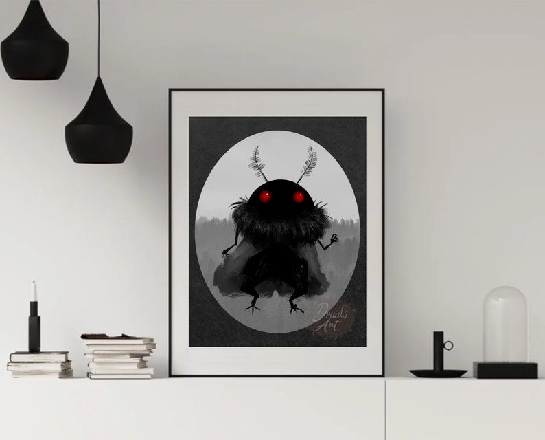 Mothman Art Print Storybook Cryptid Cute Goth Gift - Etsy