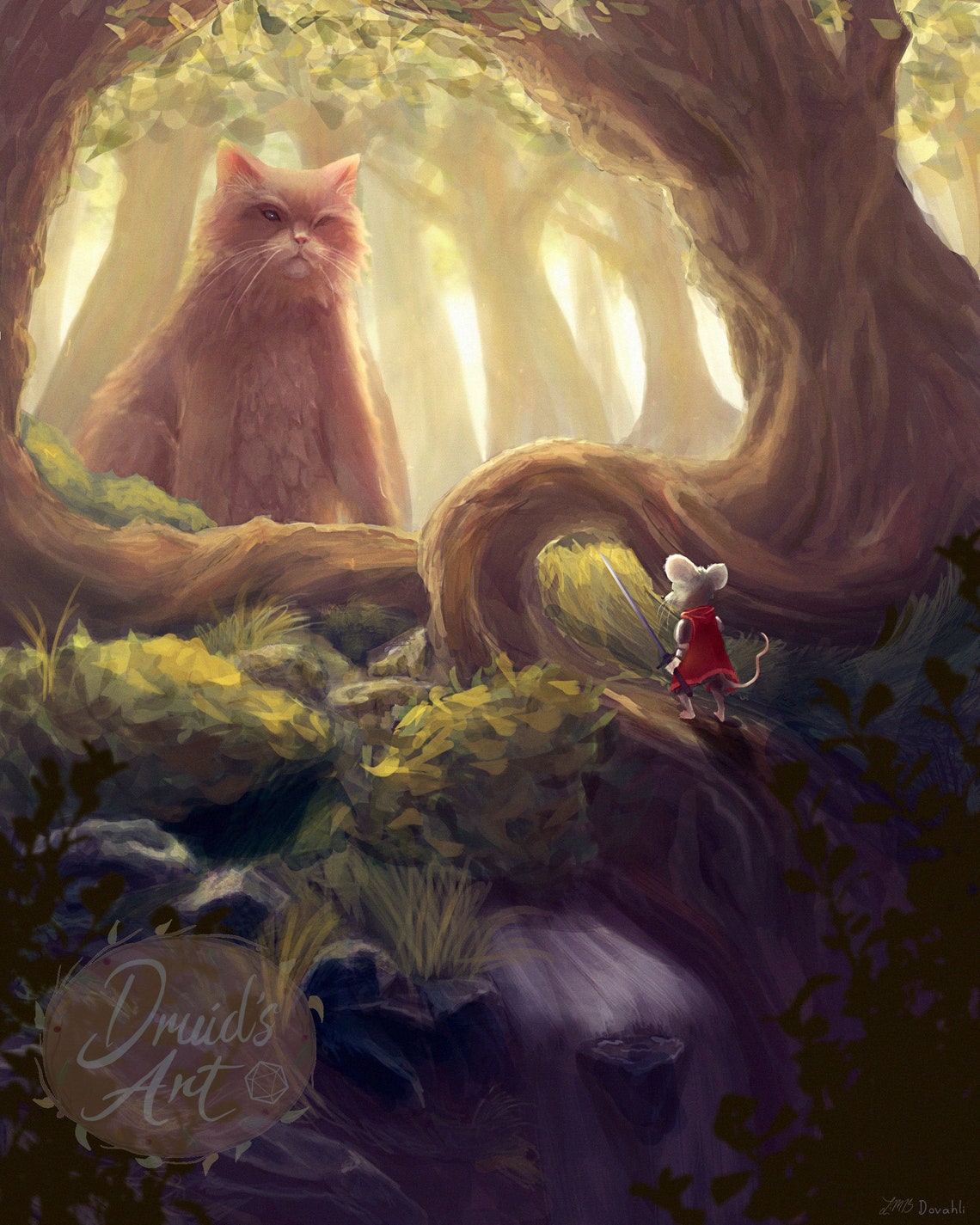 Fantasy Forest Art Print Cat and Mouse Woodland Bedroom | Etsy