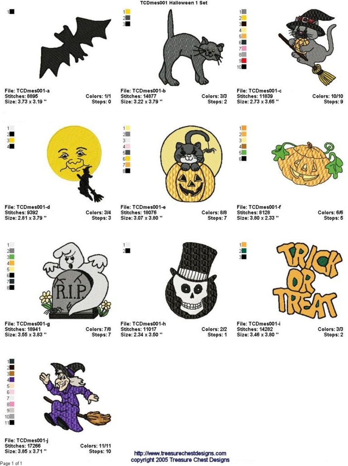 Halloween Embroidery Design Set | Etsy