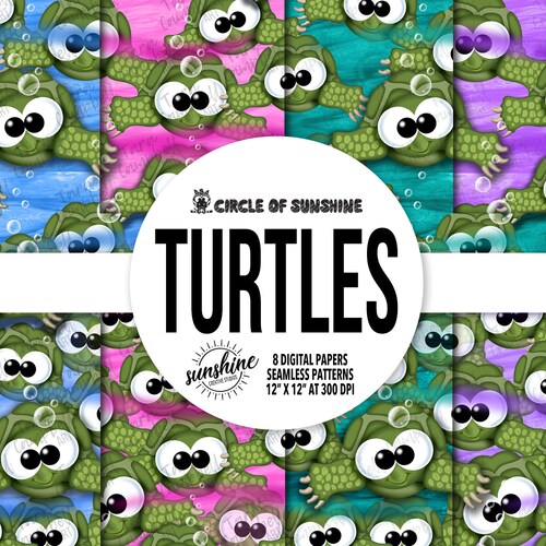 Turtle Digital Paper Turtle Pattern COMMERCIAL USE Animal - Etsy