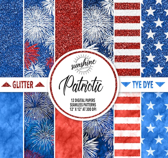 Patriotic Paper 4th of July Pattern Tye Dye and Glitter - Etsy