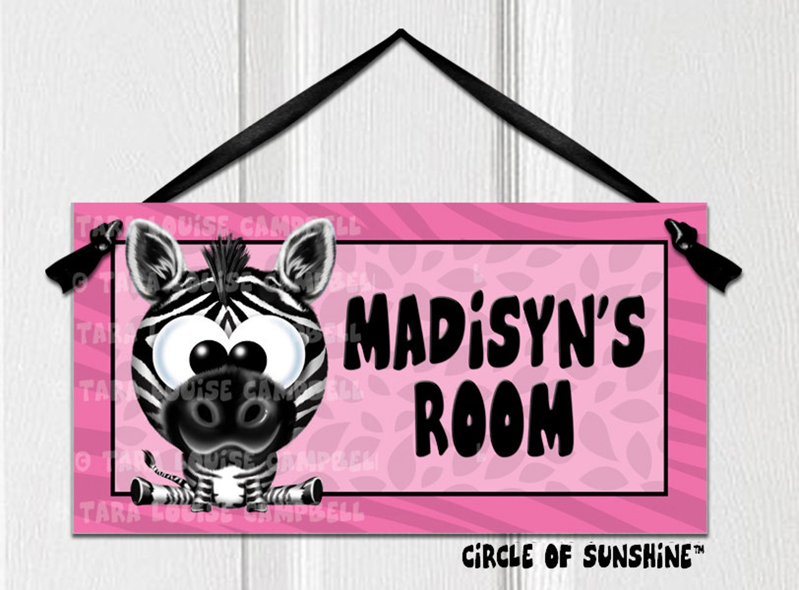 Zebra Door Sign, Pink, Safari Jungle Animals, Home Decor, Office Decor ...