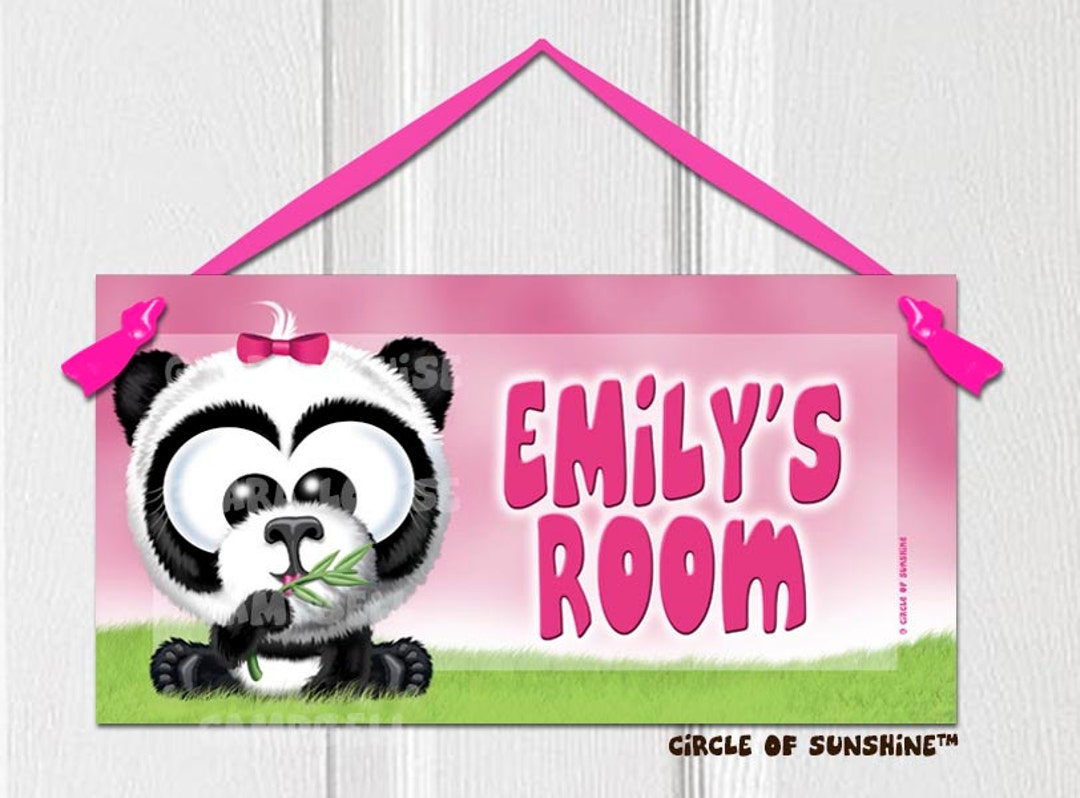 Personalized Door Sign, Panda, Pink, Home Decor, Office Decor, School ...