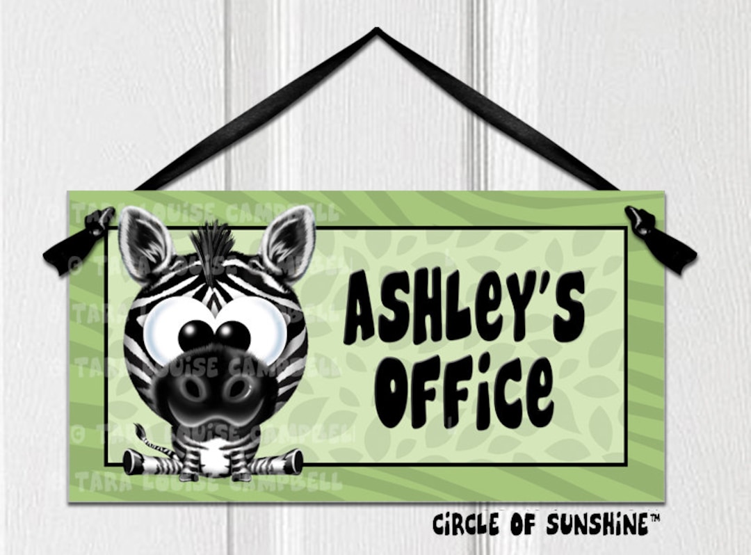 Door Sign, Zebra, Green, Safari Jungle Animals, Home Decor, Office ...