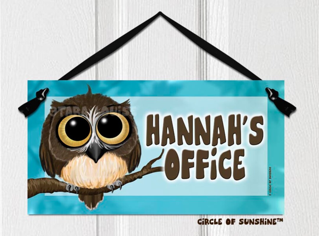 OWL Name Door Sign, Teal, Bedroom Wall Art, Office Decor, School ...