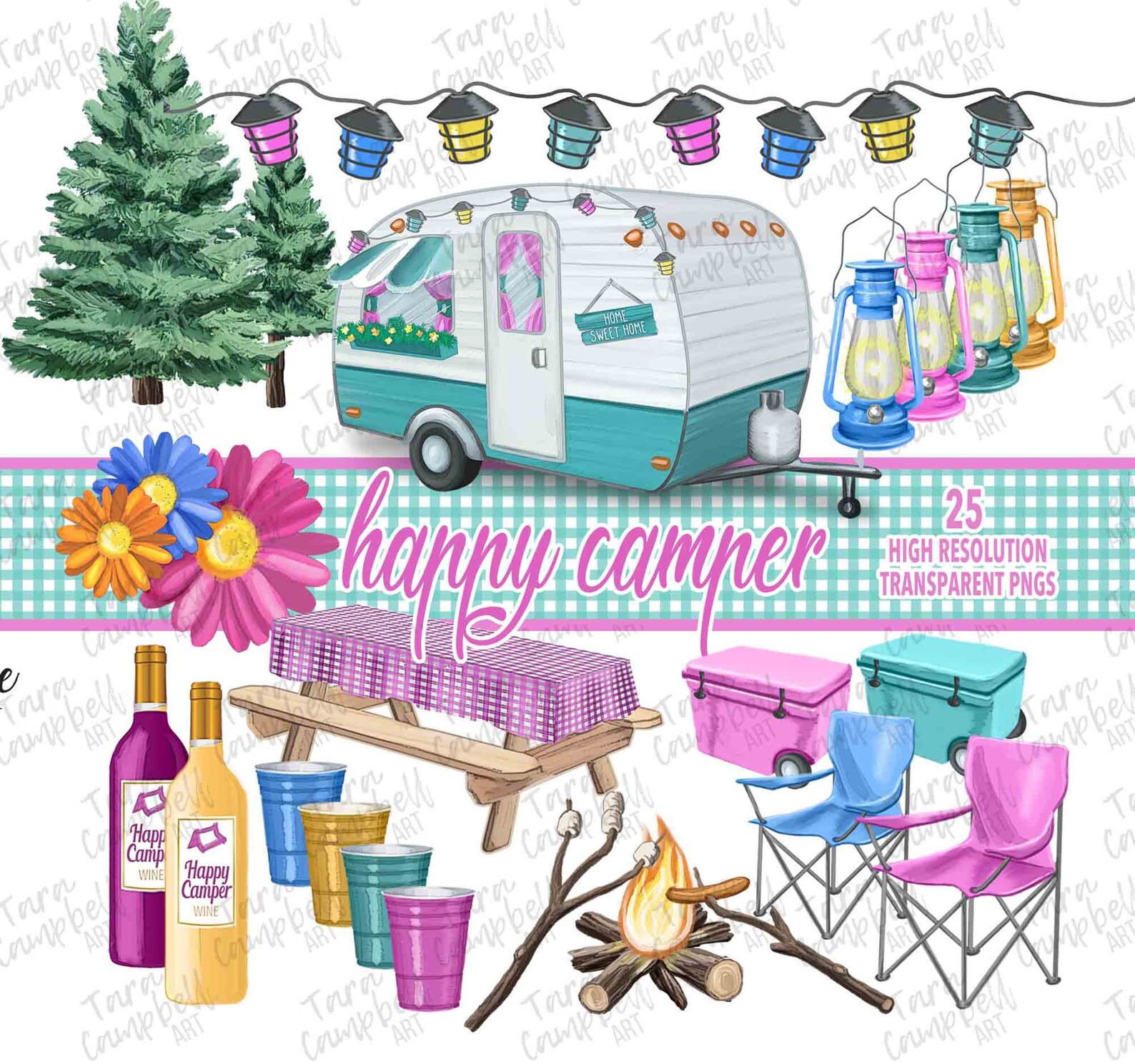 HAPPY CAMPING CLIPART | Digital Download | Instant Download - Etsy Canada
