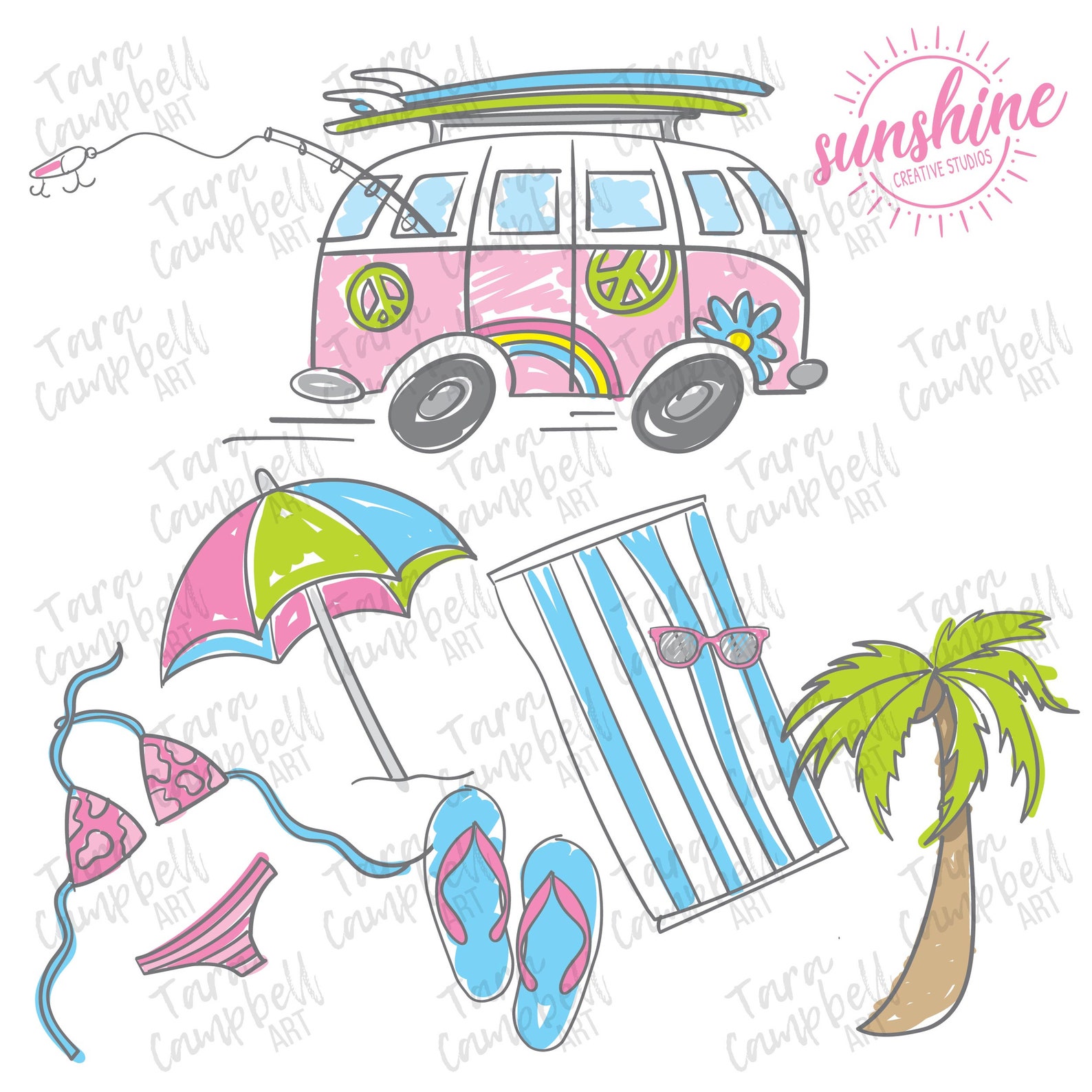 BEACH PATTERN Beach Bound Paper Digital Paper Summer | Etsy