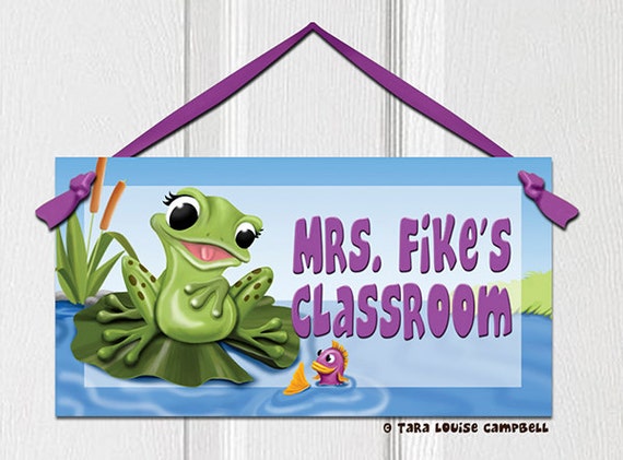 Personalized Door Sign Teacher Frog Home Decor Office | Etsy