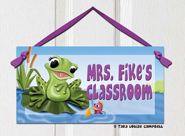 Personalized Door Sign Teacher Frog Home Decor Office | Etsy