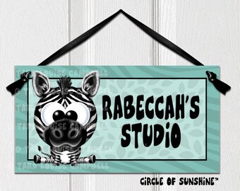 Zebra Door Sign Pink Safari Jungle Animals Home Decor | Etsy