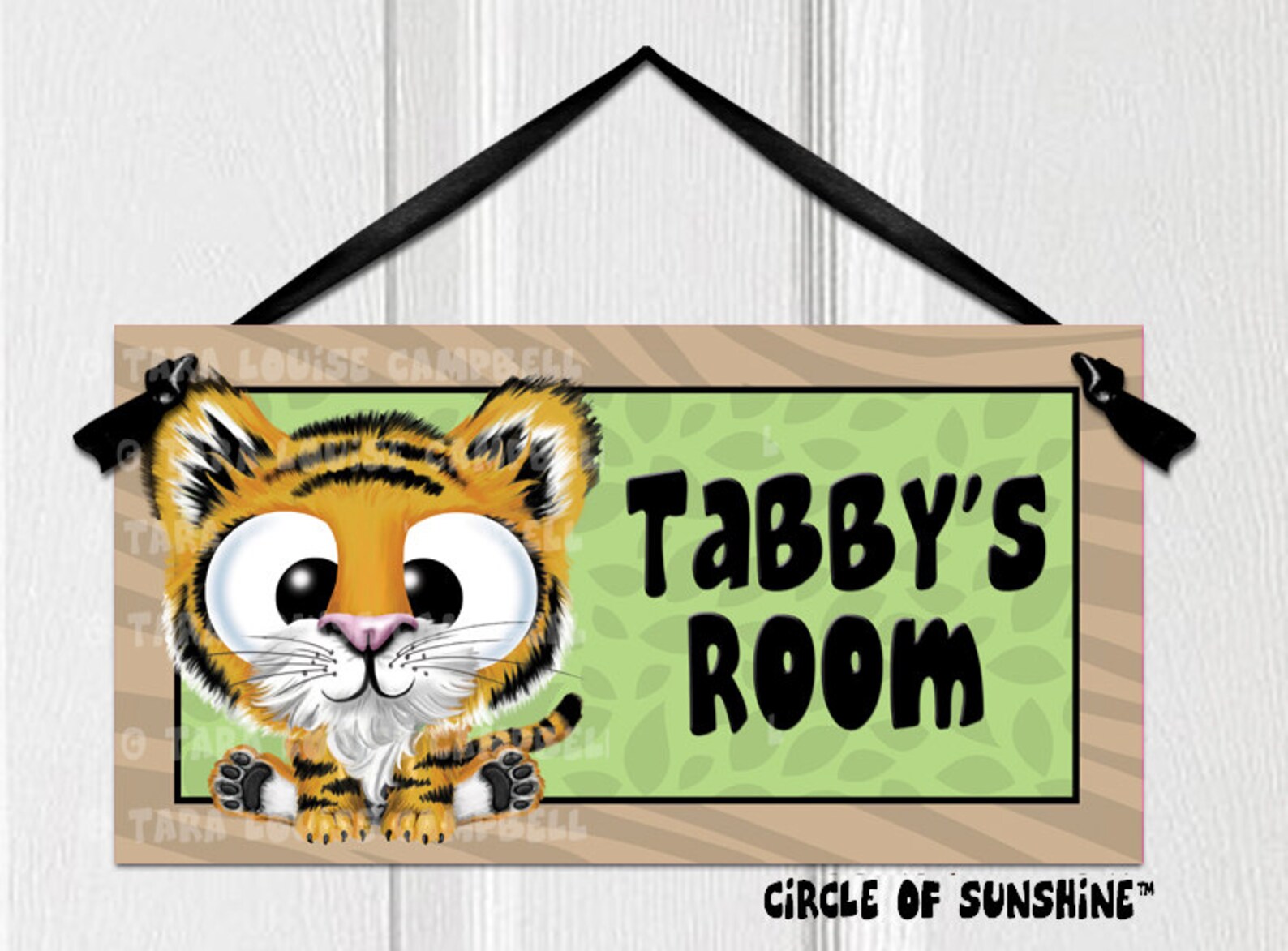 Tiger Door Sign, Green, Safari Jungle Animals, Home Decor, Office Decor ...