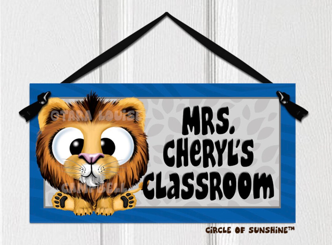 Lion NAME DOOR SIGN, Teacher Gift, Children's Room Decor, Office Decor ...