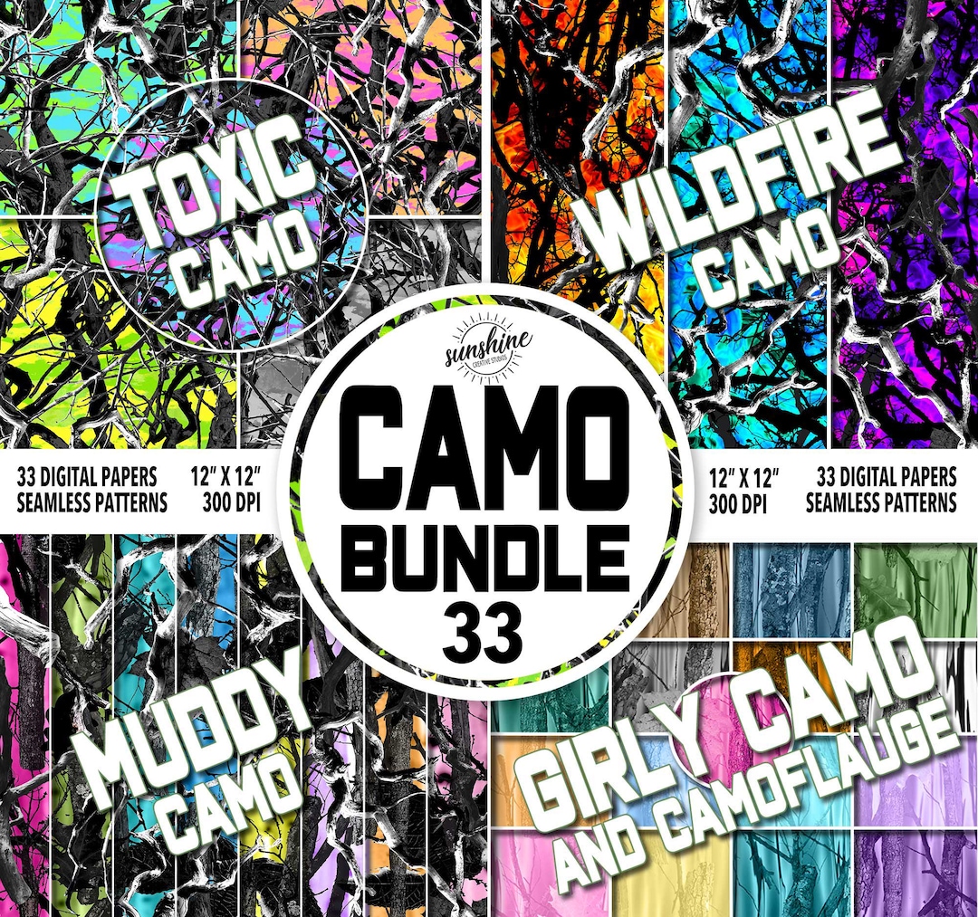 CAMO BUNDLE | Toxic | Muddy | Wildfire | Girly Camo | Seamless Pattern ...