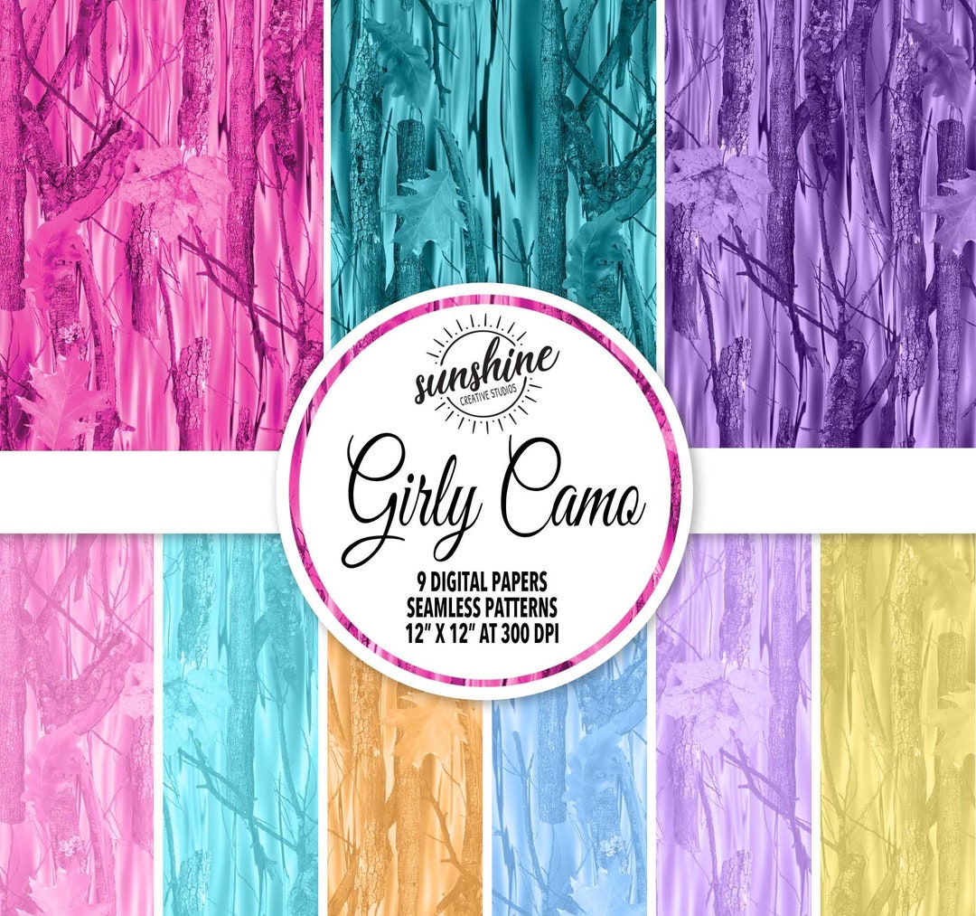 Girl Camo Pattern | Hot Pink Camo Paper | Seamless Pattern | Digital ...