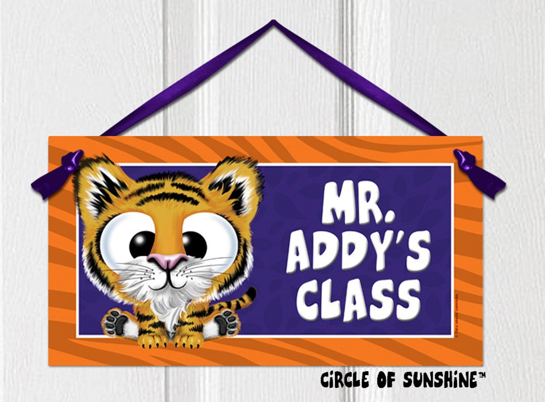 Door Sign, Tiger, Personalized, Name, Teacher, Home Decor, Office Decor ...
