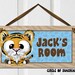 Tiger Door Sign, Blue, Safari Jungle Animals, Home Decor, Office Decor ...