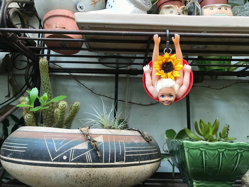 UPCYCLED ART "sunflower Jazz Hands" Barbie Doll Assemblage Decor Found ...