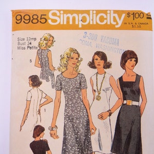 Vintage 1970s Simplicity Pattern #9985 Size 12 Misses Petite - 1970s ...