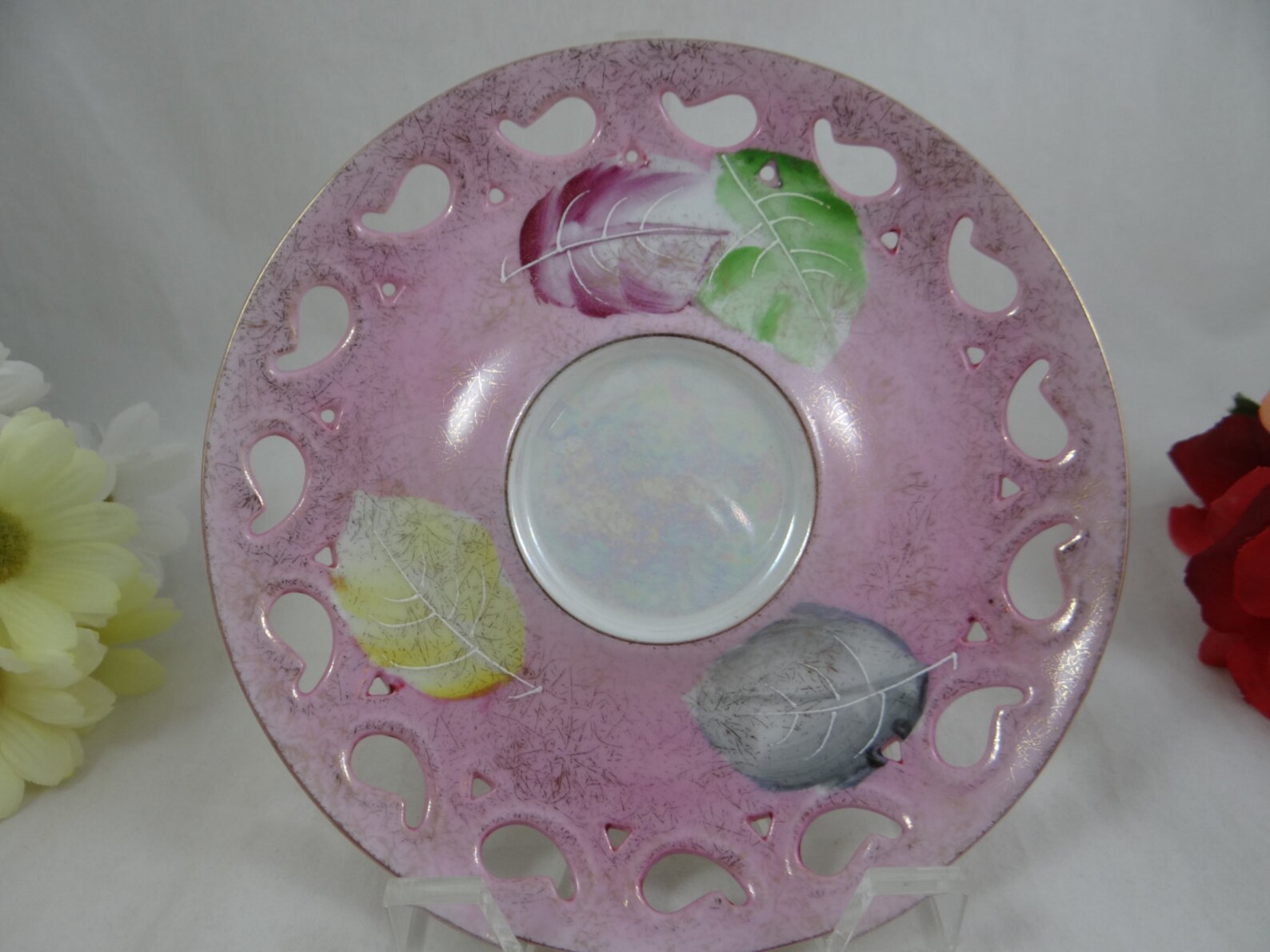 Vintage Art Studio Hand Painted Pink Lusterware Pedestal | Etsy