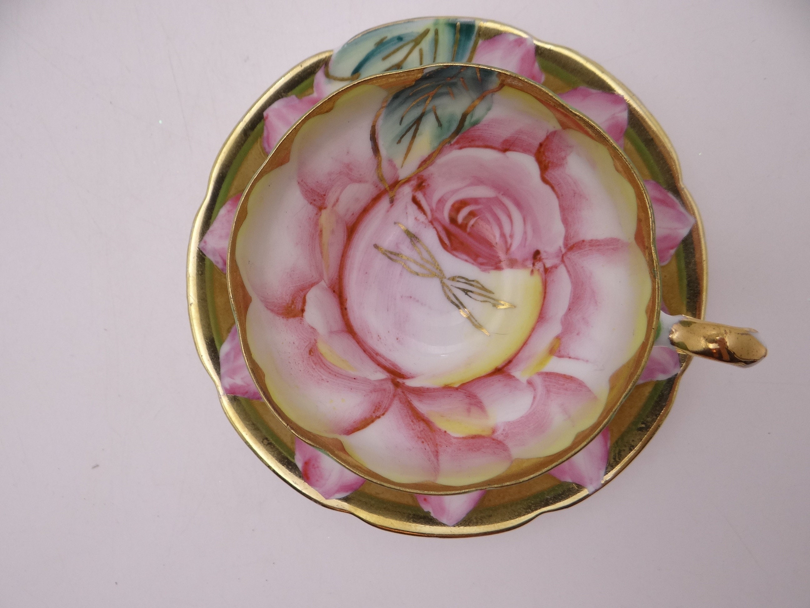 Spectacular Hand Painted Vintage Ohashi China Japan Pink Rose | Etsy