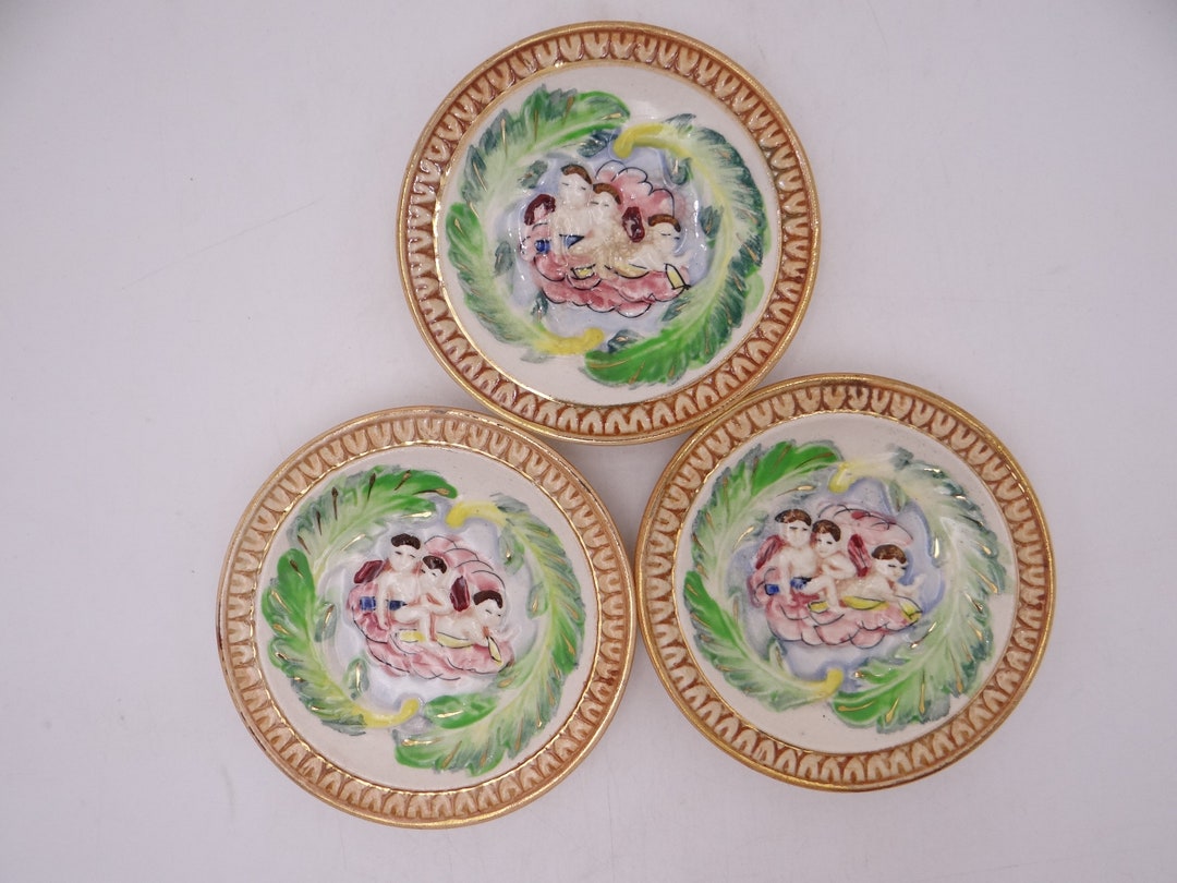 Vintage Morikin Ware Occupied Japan Set of 3 Muses Cherubs Trinket or ...