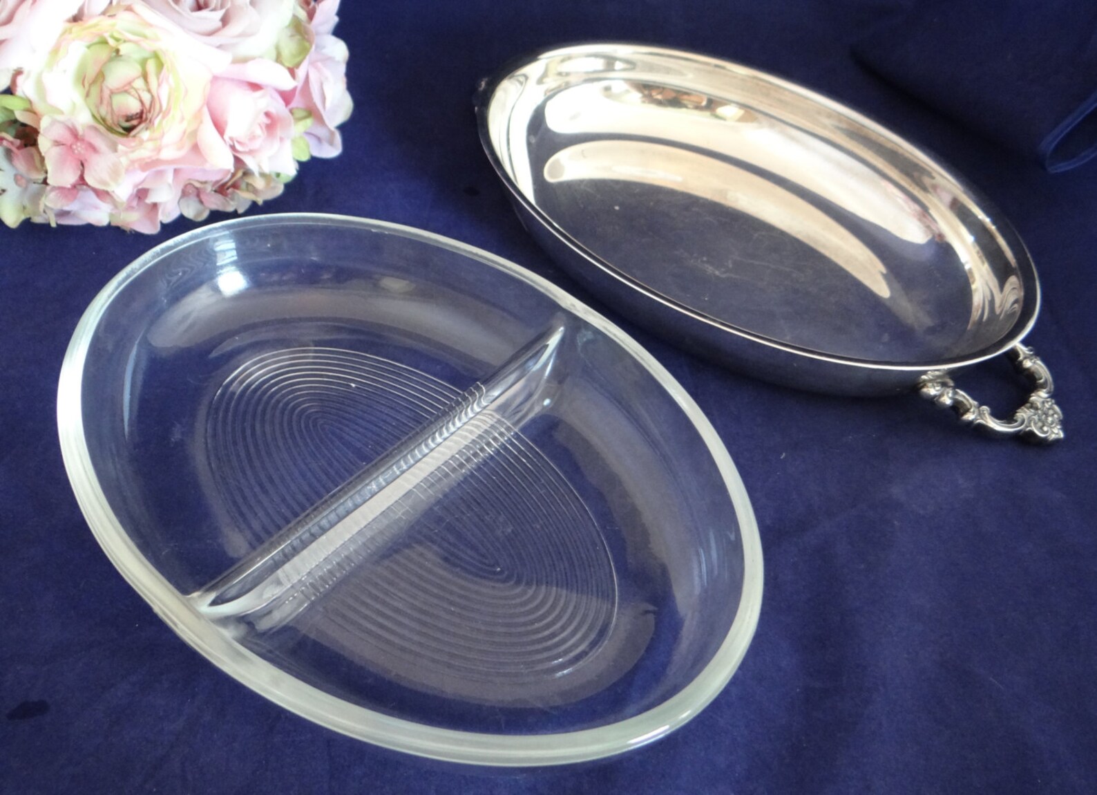 Vintage Gorgeous Silver Plate Oval Serving Tray With Divided | Etsy