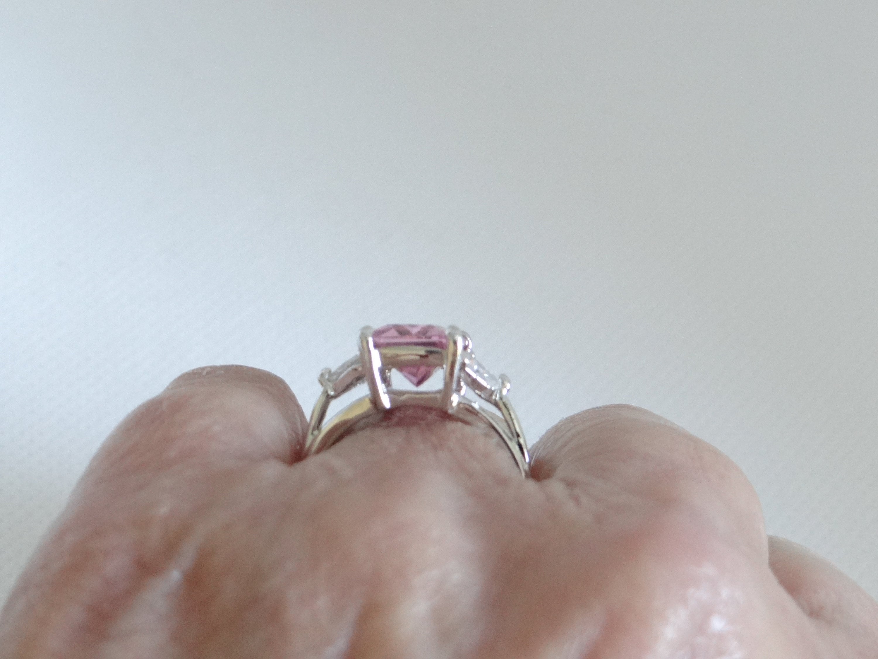 Pink Faceted Rhinestone Ring with Clear Rhinestone Accent on a | Etsy